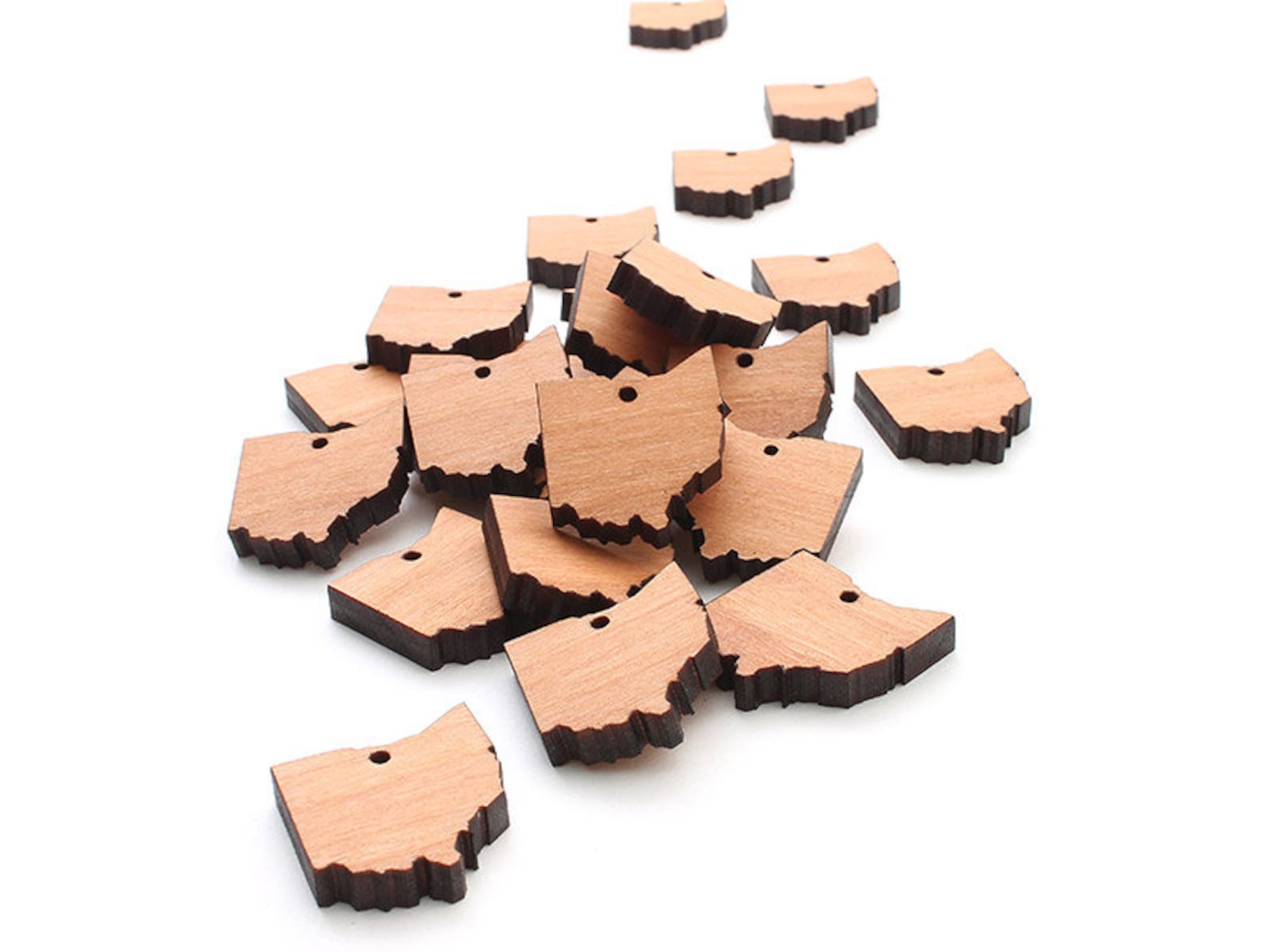 Ohio OH Mini Wood Charms - State Cutout Jewelry and Craft Accessory ...