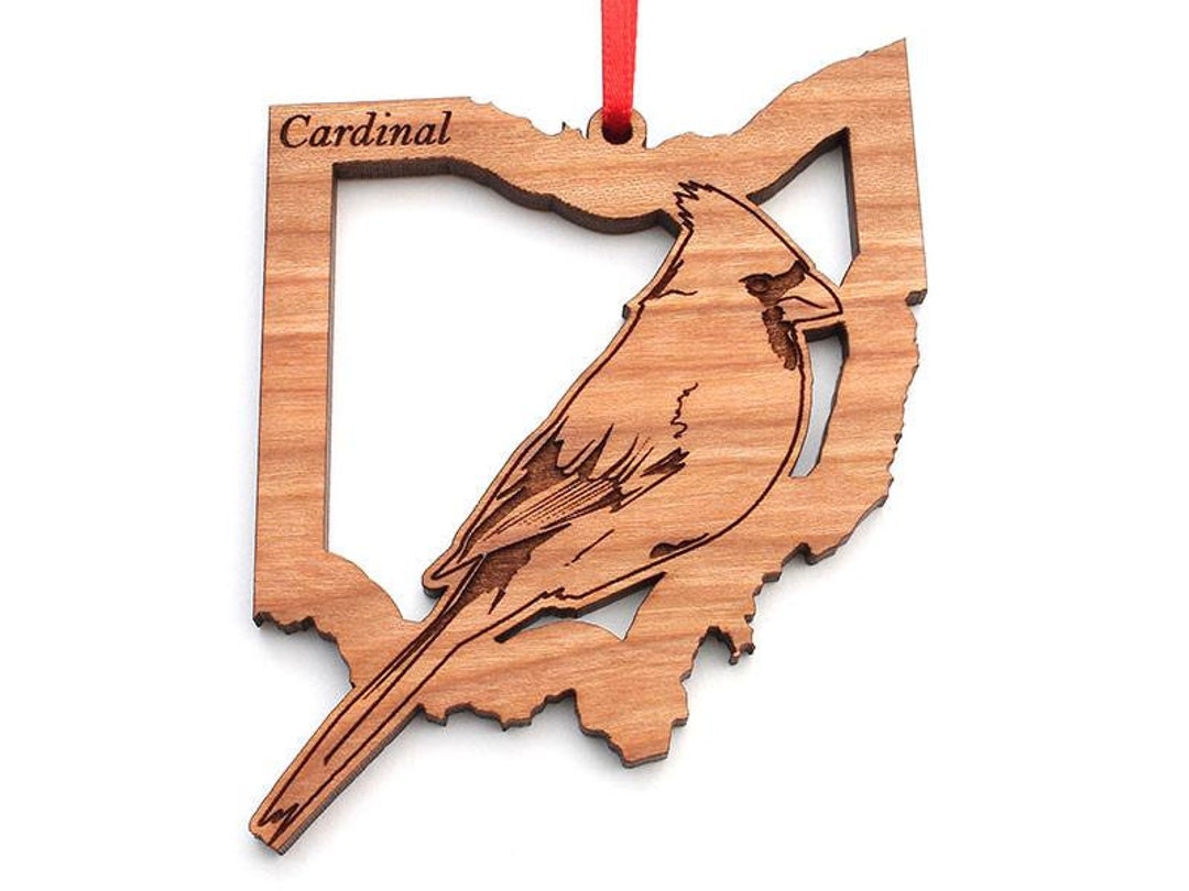 Ohio State Bird Ornament - State Outline of Ohio With Cardinal Wood ...