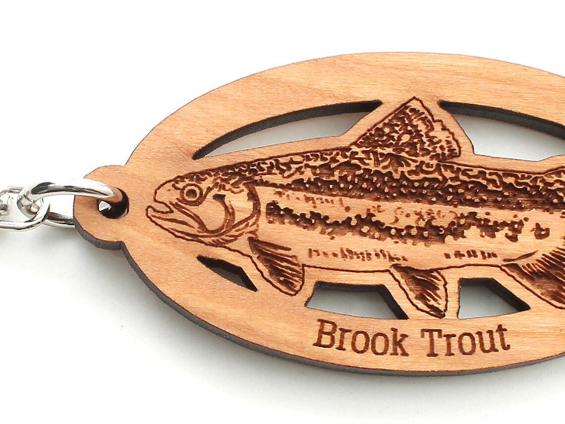 Brook Trout Key Chain - Wood Fisherman Gift for Fly Fishing Enthusiast ...