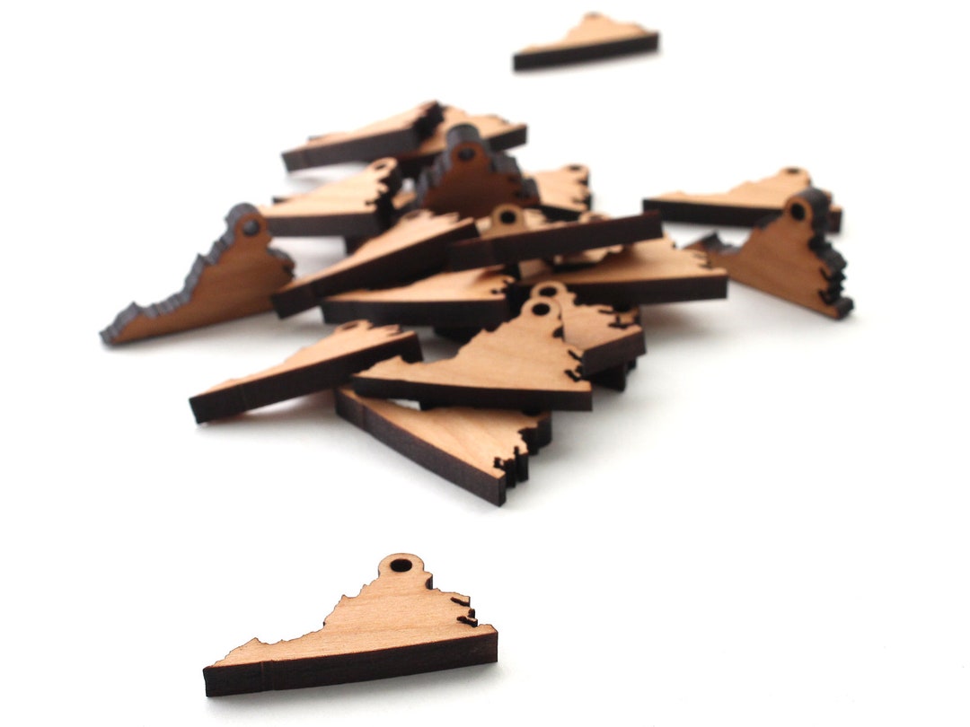 Virginia VA Mini Wood Charms - State Cutout Jewelry and Craft Accessory ...