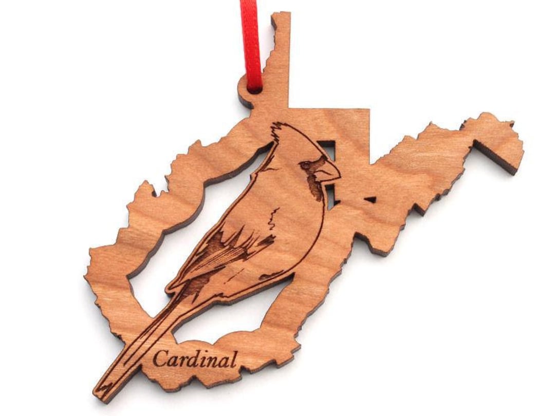 West Virginia State Bird Ornament - State Outline of West Virginia With ...