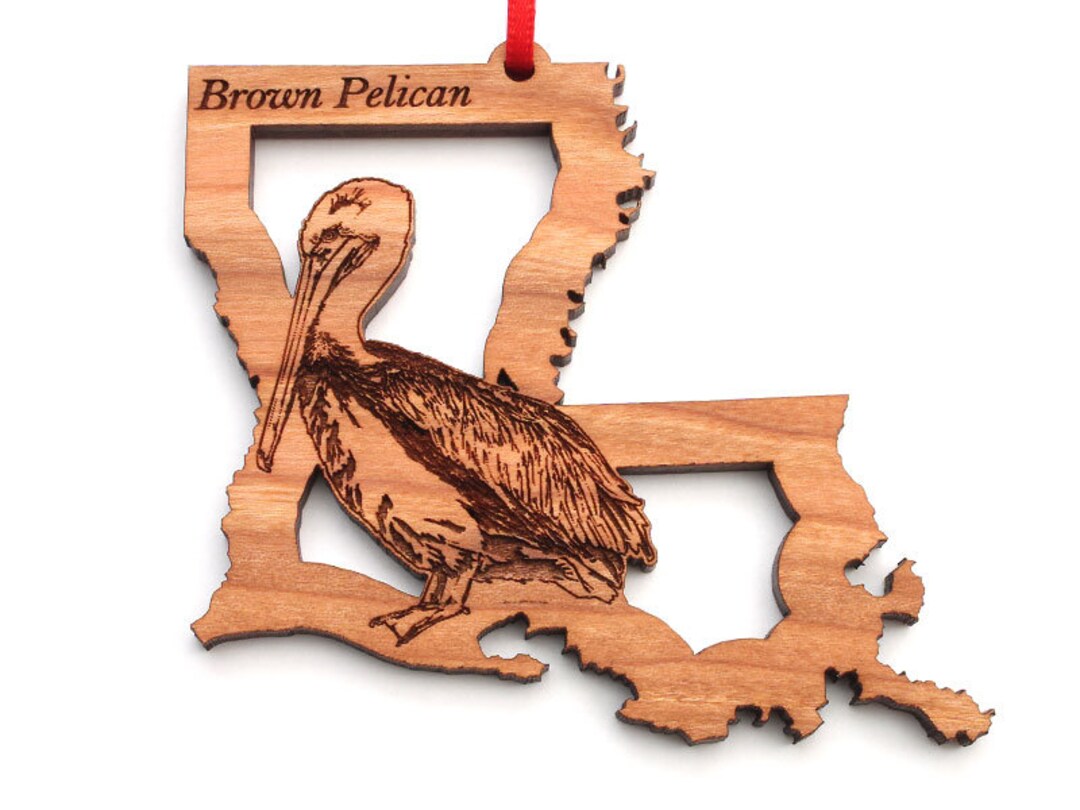 Louisiana Brown Pelican Ornament - Engraved LA Outline State Bird ...