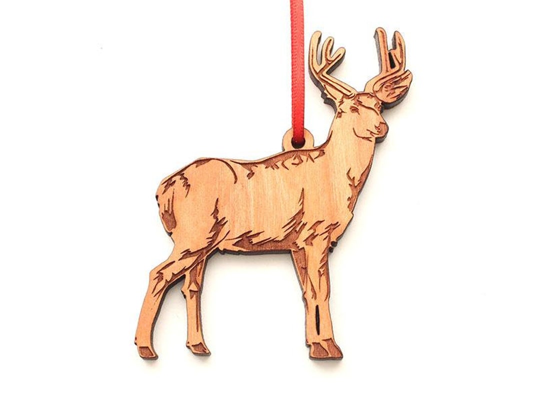 Mule Deer Ornament - Mule Deer Wood Christmas Ornament - Black Cherry ...