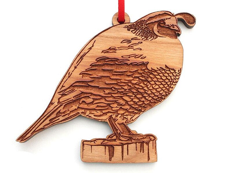 California Quail Ornament - Realistic Wooden Carved Quail Christmas ...