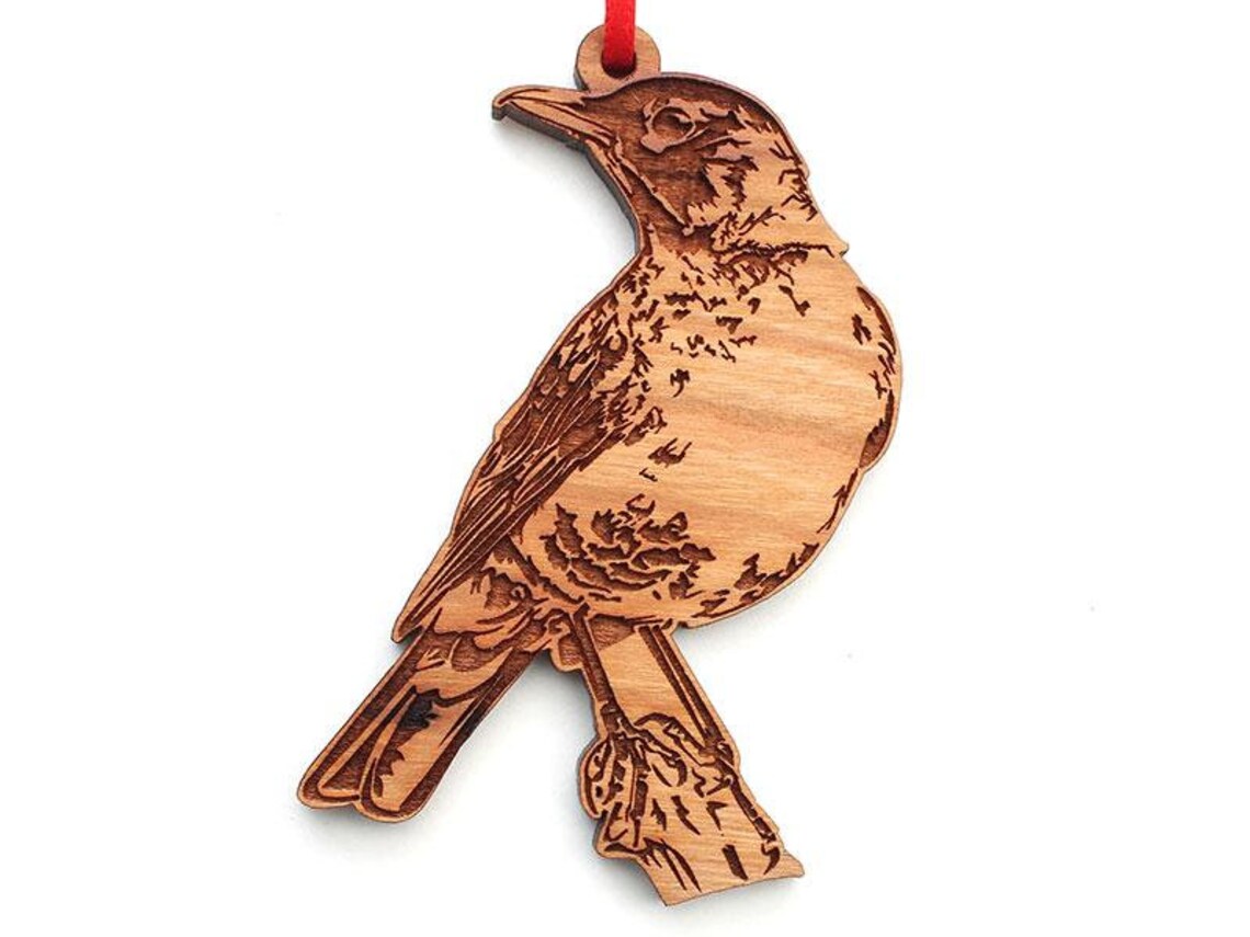 Robin Ornament Carved Wooden American Robin Christmas - Etsy