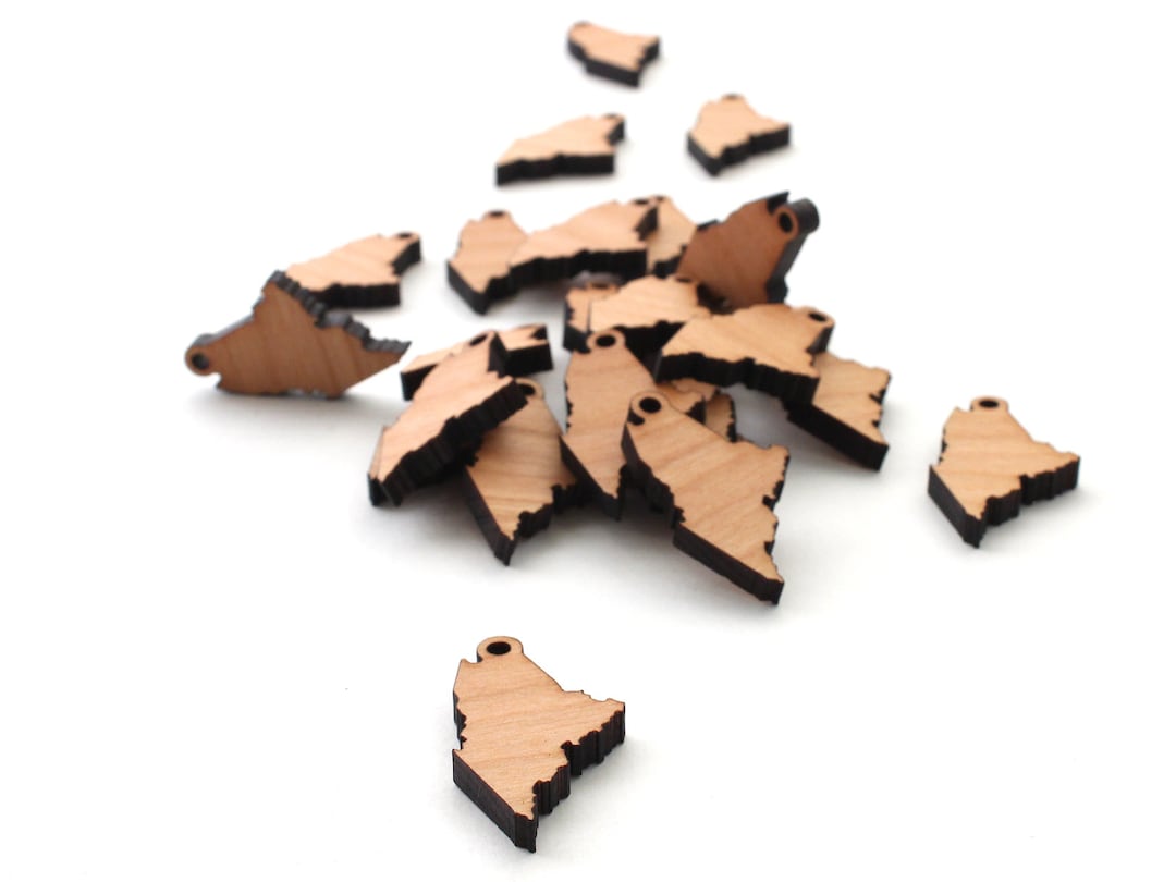 Maine ME Mini Wood Charms - State Cutout Jewelry and Craft Accessory ...