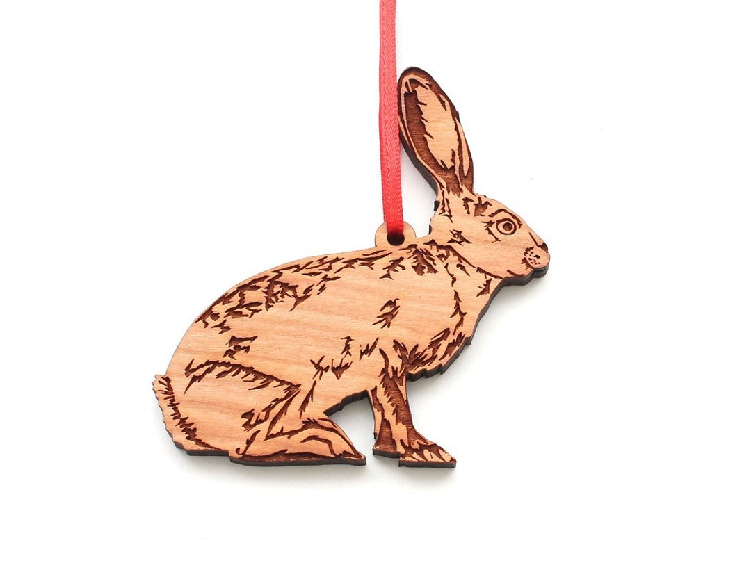 Desert Hare Ornament - Wooden Desert Hare Jackrabbit Christmas Ornament ...