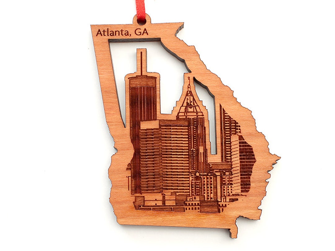 Atlanta Downtown in Georgia State Outline Ornament - Engraved Atlanta ...