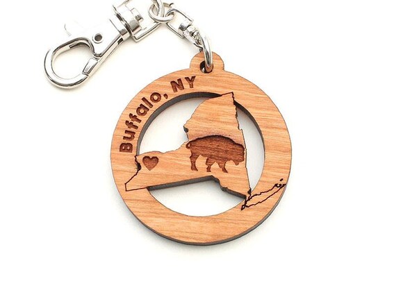 Buffalo New York Key chain New York State Cutout With | Etsy