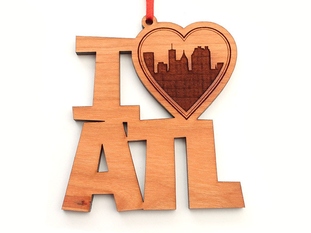 Atl I Heart Atlanta Ga City Skyline Engraved In Heart Shape Etsy