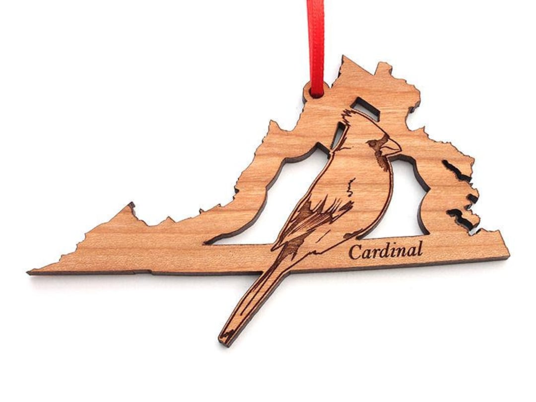 Virginia State Bird Ornament - State Outline of Virginia With Cardinal ...