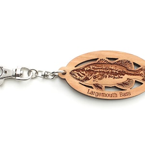 Largemouth Bass Key Chain - Wood Fisherman Gift for Bass Fishing ...
