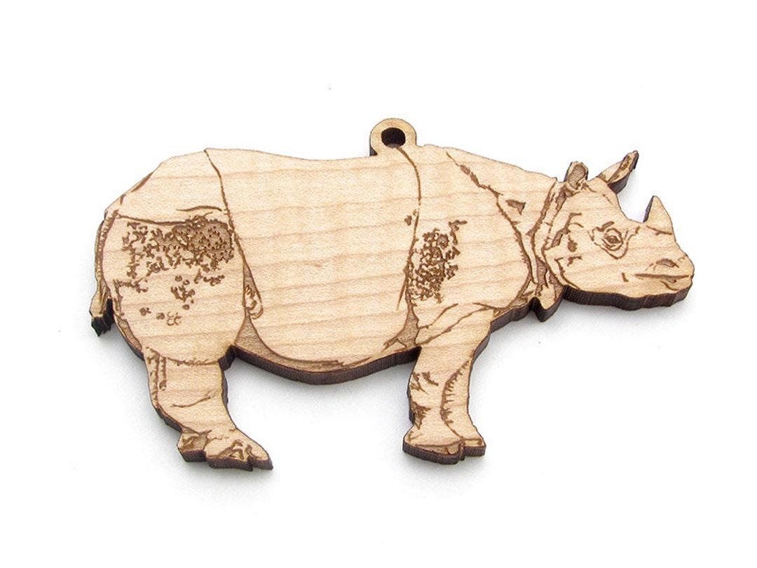 Indian Rhinoceros Christmas Ornament by Nestled Pines Woodworking - Zoo ...