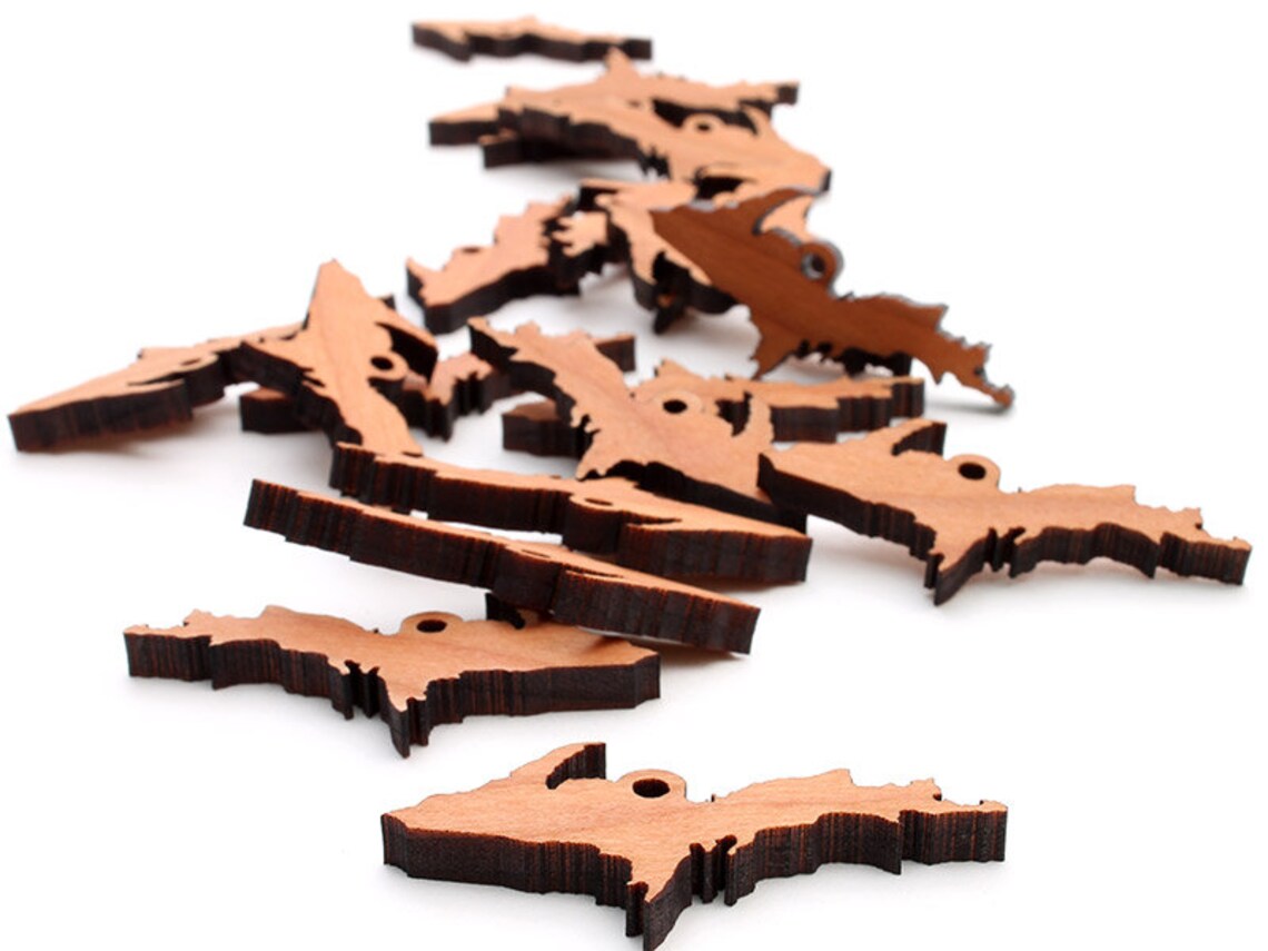 Michigan-up MI Mini Wood Charms - State Cutout Jewelry and Craft ...