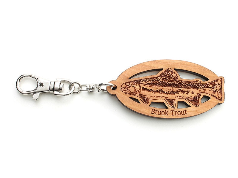 Brook Trout Key Chain - Wood Fisherman Gift for Fly Fishing Enthusiast ...