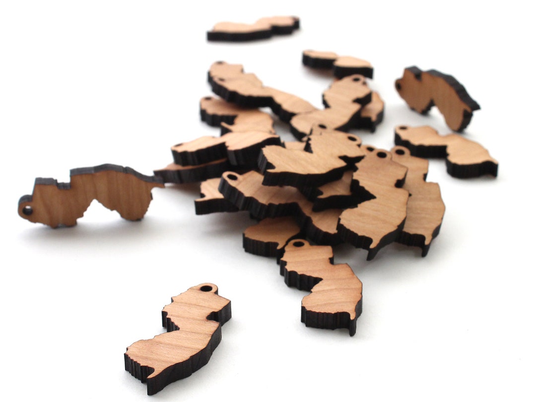 New Jersey NJ Mini Wood Charms - State Cutout Jewelry and Craft ...