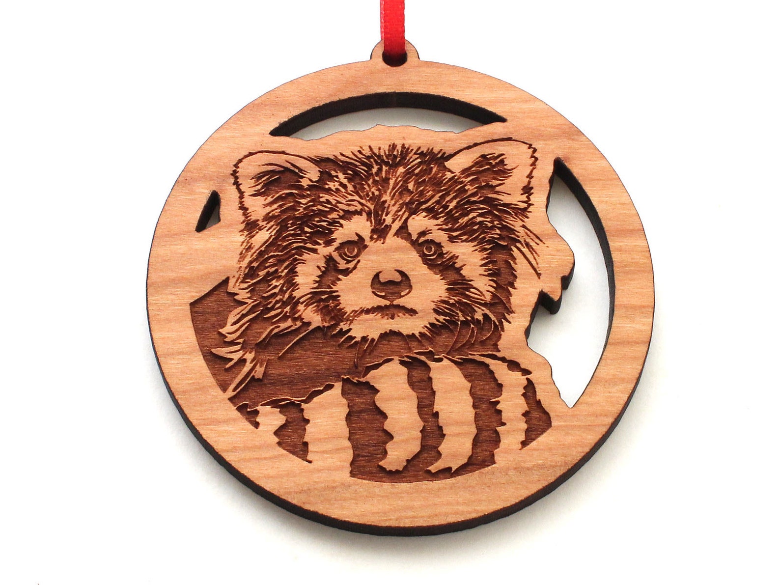 Red Panda Face Ornament Lesser Panda Engraved Black Cherry - Etsy