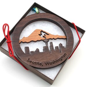 Seattle Washington Christmas Ornament Two Piece Wood Ornament Cut Out ...