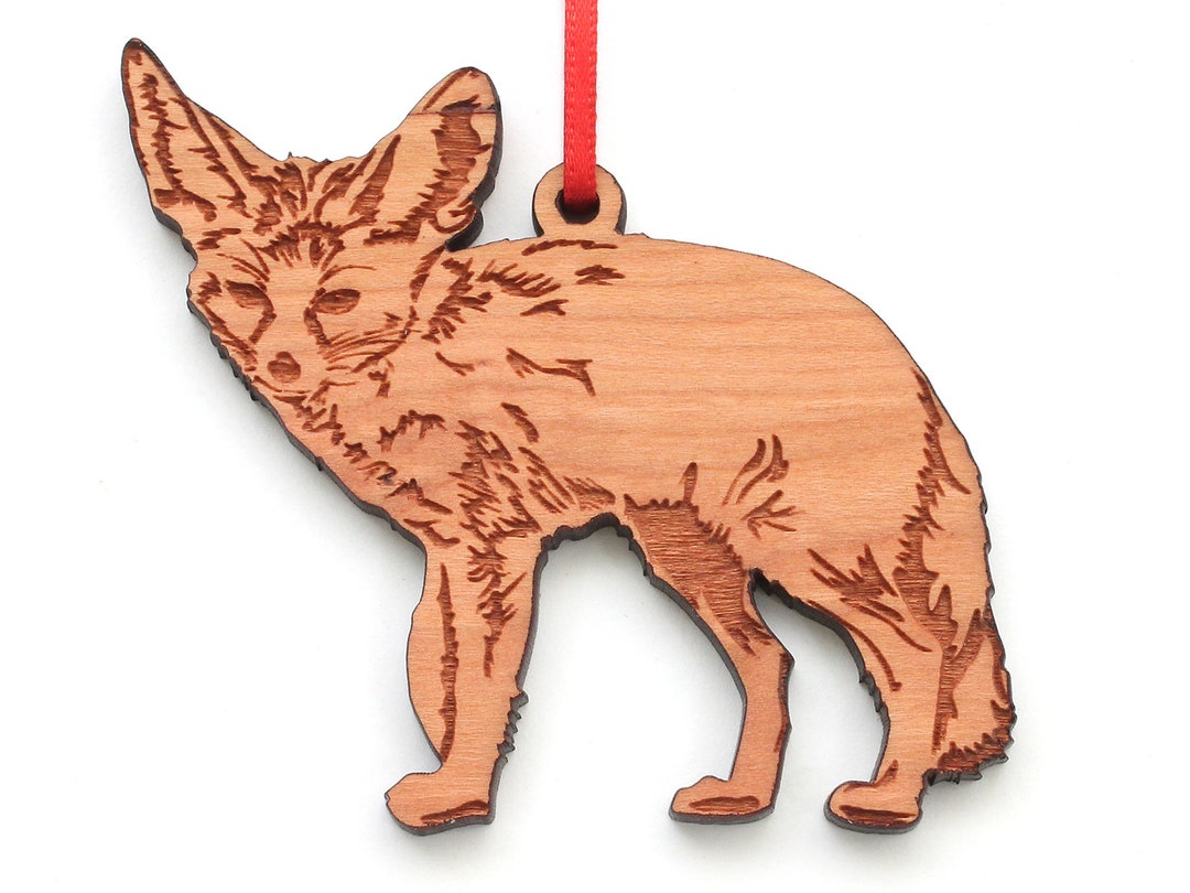 Fennec Fox Ornament - Cutout African Desert Sand Fox Black Cherry Wood ...