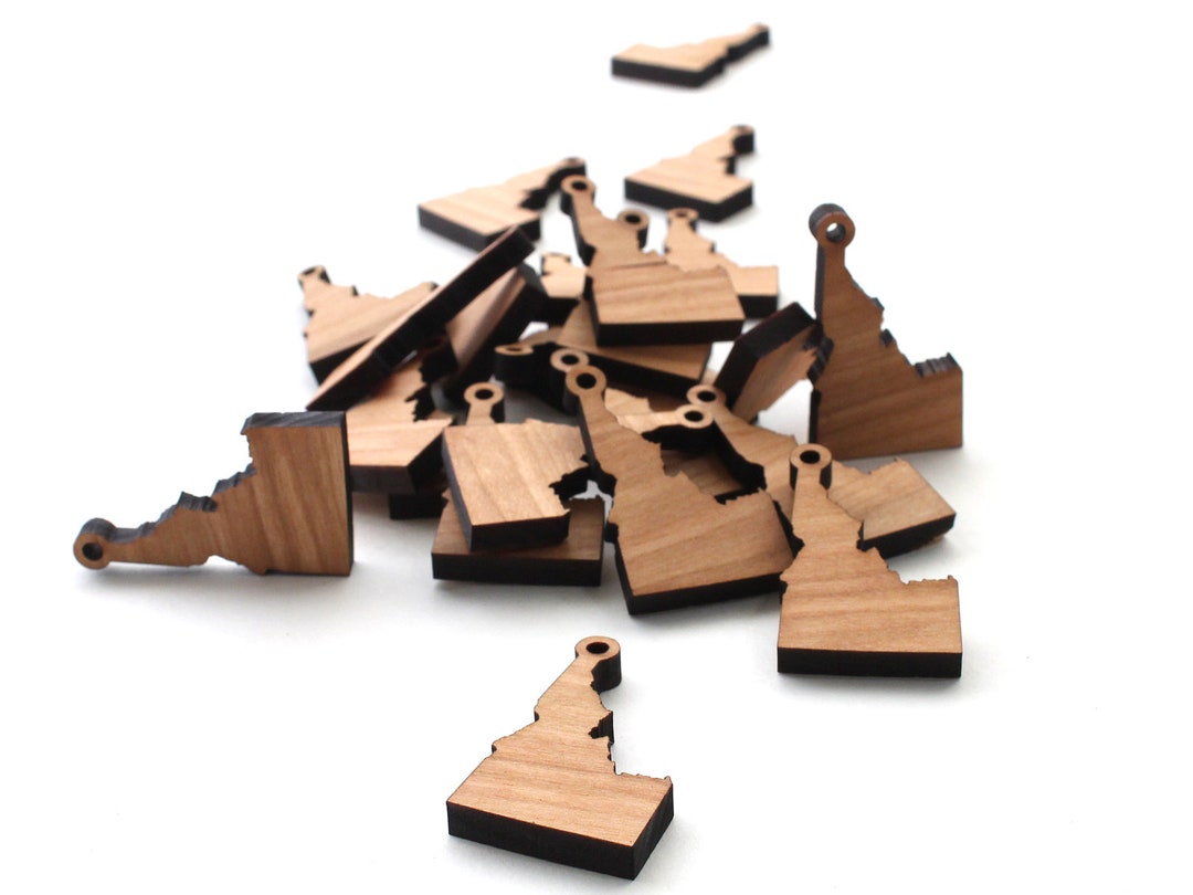 Idaho ID Mini Wood Charms - State Cutout Jewelry and Craft Accessory ...