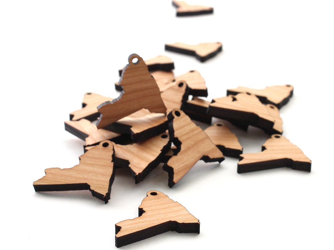 New York NY Mini Wood Charms - State Cutout Jewelry and Craft Accessory ...