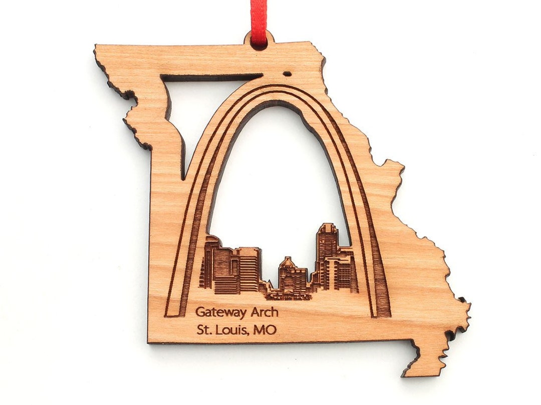 Saint Louis Missouri State Shape Ornament - Engraved Gateway Arch St ...