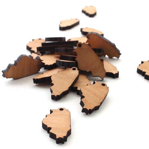 Wisconsin WI Mini Wood Charms State Cutout Jewelry and Craft - Etsy