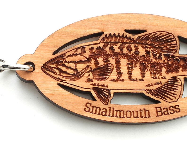 Smallmouth Bass Key Chain - Wood Fisherman Gift for Bass Fishing ...
