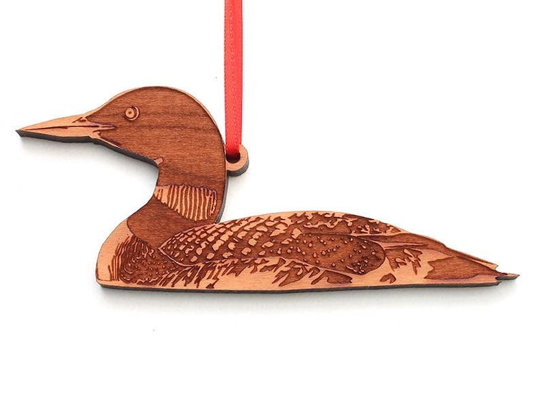 Loon Ornament Realistic Carved Wooden Loon Christmas Ornament Black ...