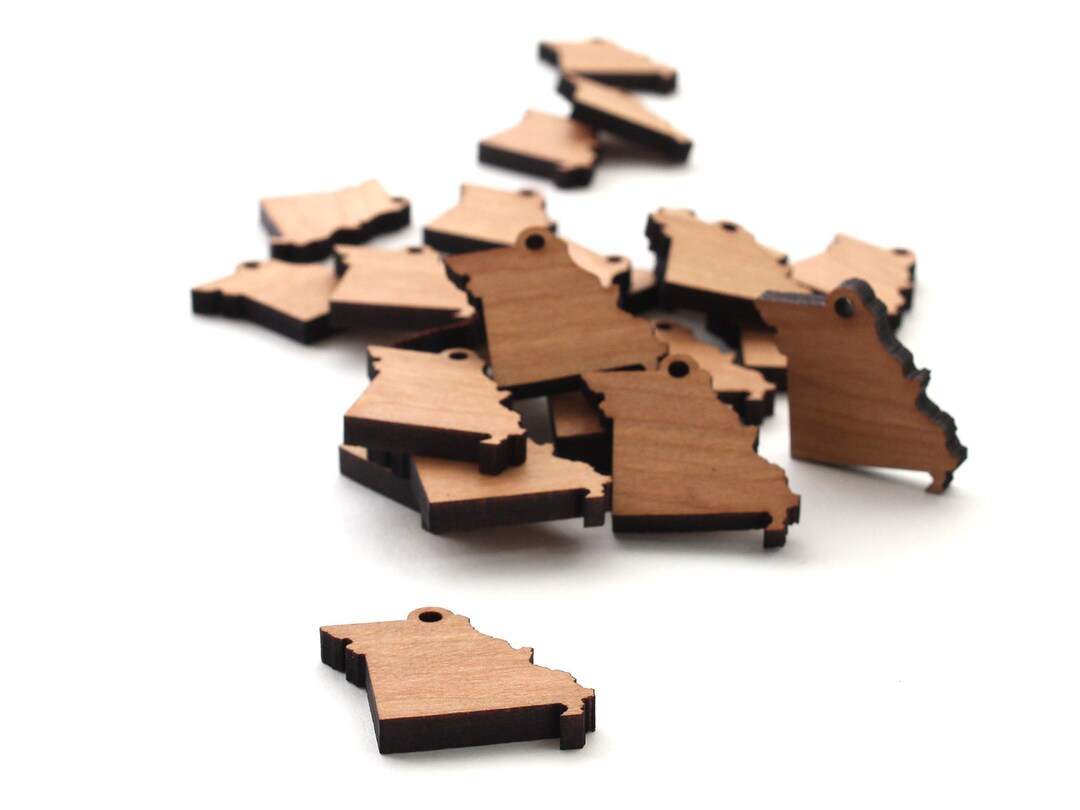 Missouri MO Mini Wood Charms - State Cutout Jewelry and Craft Accessory ...