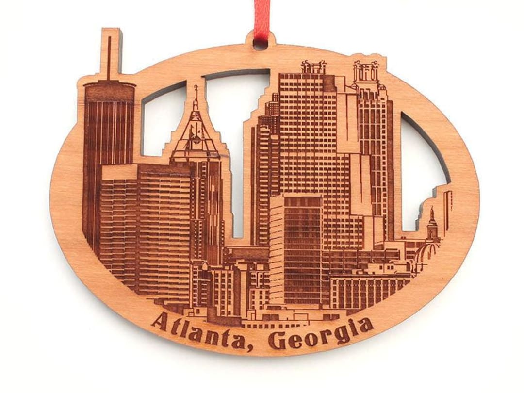 Atlanta Georgia Detailed City Skyline Oval Ornament - Engraved Atlanta ...