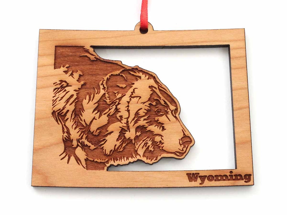 Wyoming Grizzly Bear Profile Ornament Engraved Wyoming North - Etsy