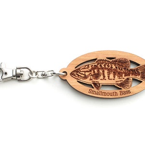Smallmouth Bass Key Chain - Wood Fisherman Gift for Bass Fishing ...