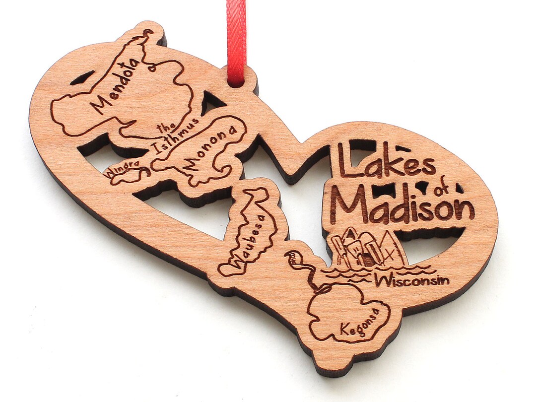 Lakes of Madison, Wisconsin - Madison WI Lakes Map - Heart Shaped Black ...