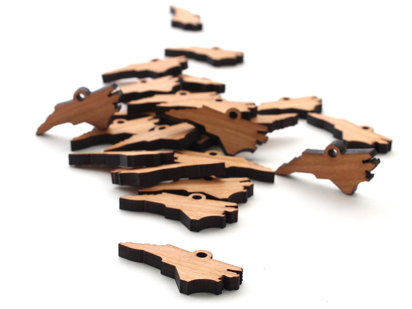 North Carolina NC Mini Wood Charms State Cutout Jewelry and | Etsy