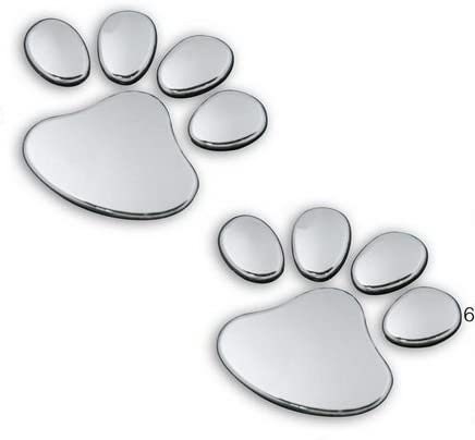 3D Chrome Dog Paw Footprint Sticker Decal Auto Car Emblem Decal ...