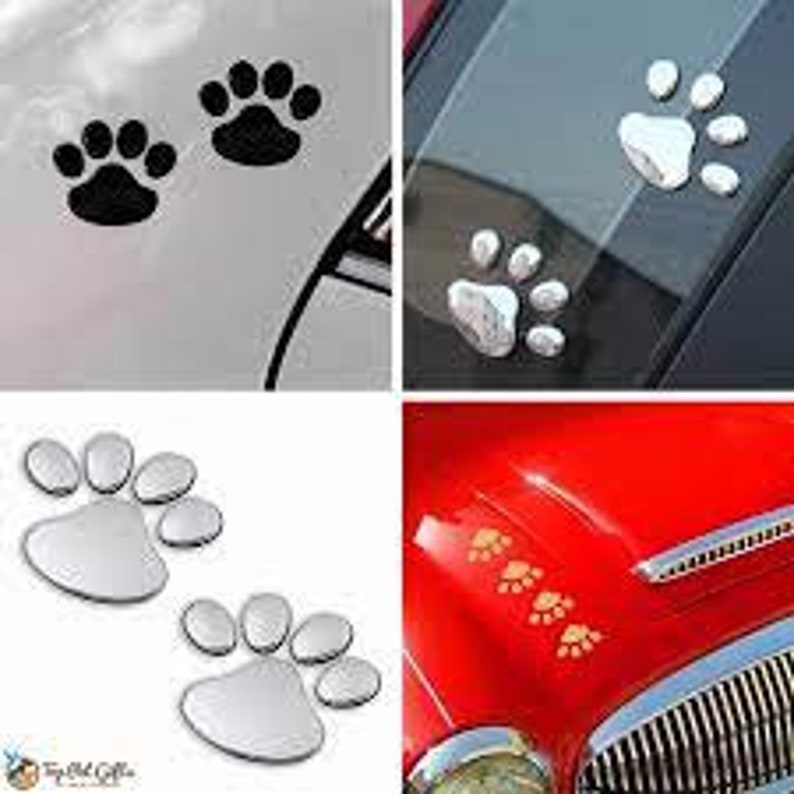 3D Chrome Dog Paw Footprint Sticker Decal Auto Car Emblem Decal ...