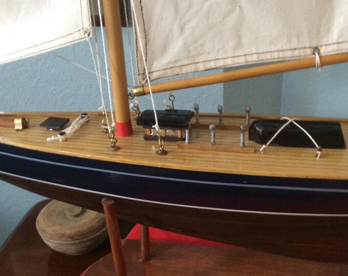 Vintage cape Cod Model Yacht, Gaff Rigged Schooner, Sailboat, Restored ...