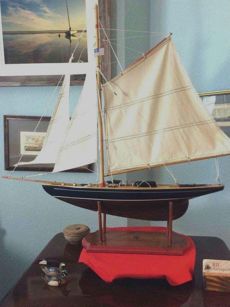 Vintage "cape Cod" Model Yacht, Gaff Rigged Schooner, Sailboat ...