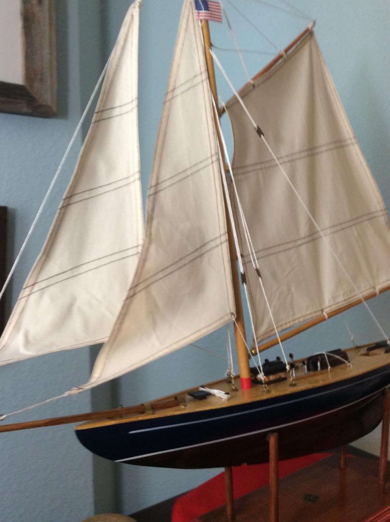 Vintage "cape Cod" Model Yacht, Gaff Rigged Schooner, Sailboat ...