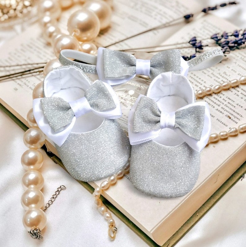 Silver Baby Dress Shoes, Princess Baby Gift, Baby's First Booty, Baby ...