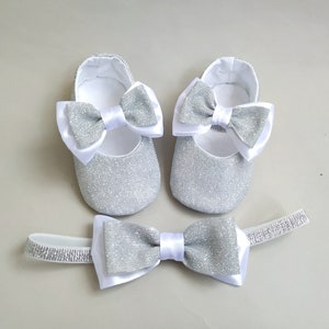 Silver Baby Dress Shoes, Princess Baby Gift, Baby's First Booty, Baby ...