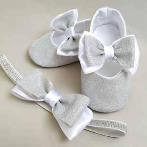 Silver Baby Dress Shoes, Princess Baby Gift, Baby's First Booty, Baby ...