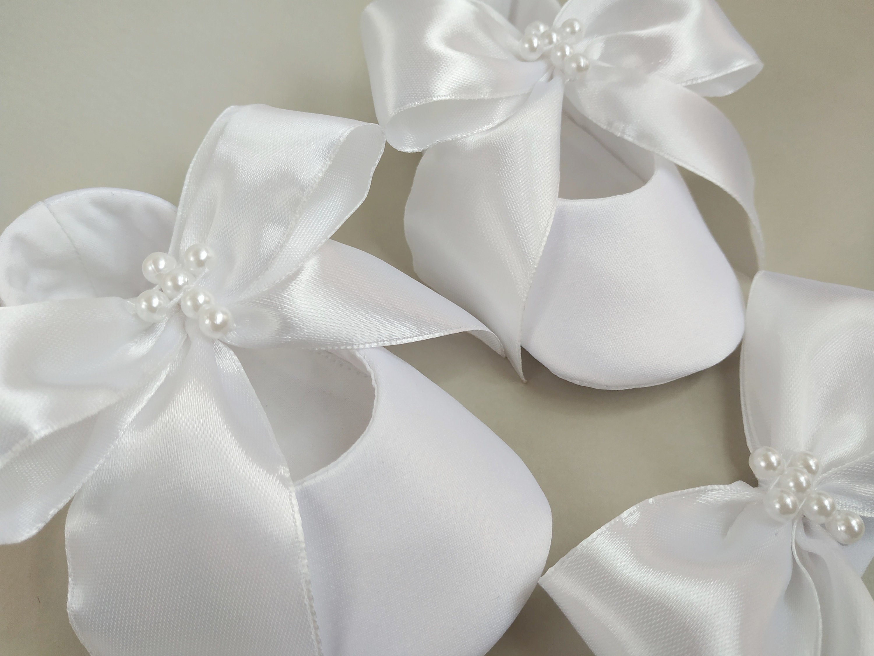 Baptism Shoes With Bow and Cross / White Christening Shoes for Girl ...