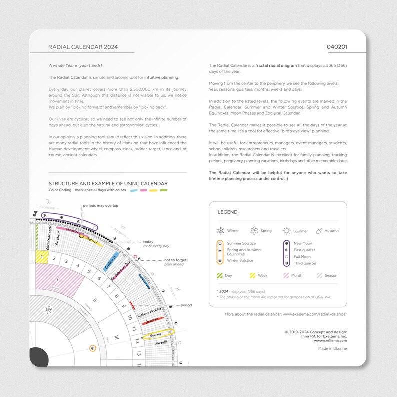 Radial Calendar 2021 Planner Downloadable Printable Calendar ENG GMT0 ...