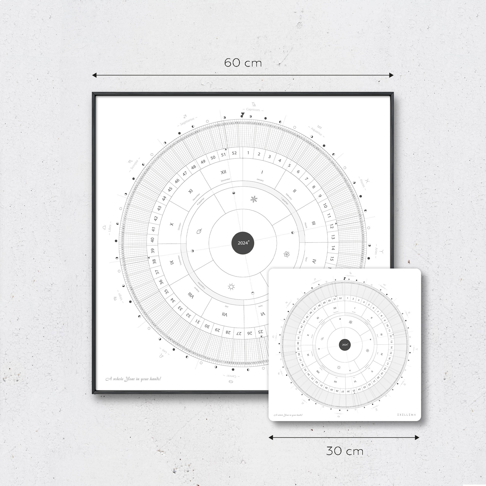 Radial Calendar 2024 Planner Downloadable Printable Calendar ENG GMT0 ...