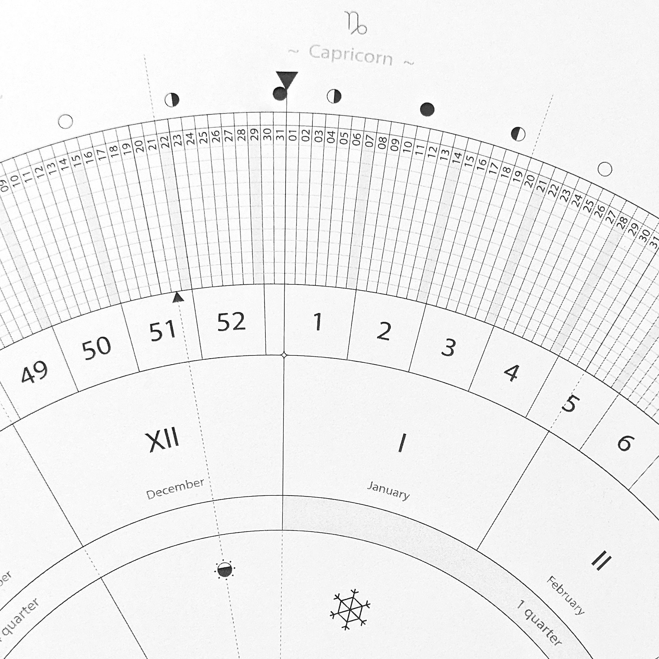 Radial Calendar 2024 Planner Downloadable Printable Calendar ENG GMT0 ...