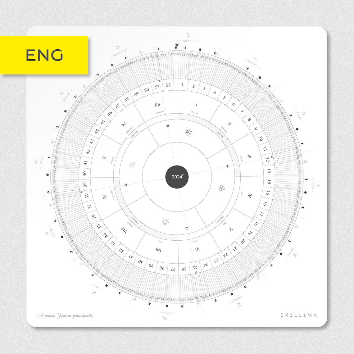Radial Calendar 2024 Planner ENG Printed - Etsy