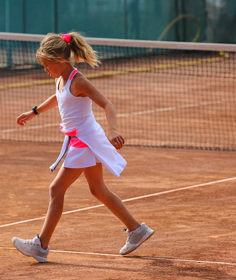 Girls Tennis Dress White Racerback Celine Girls Tennis Clothes Junior ...