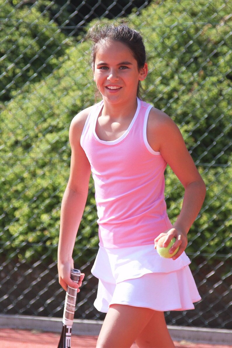 Girls Tennis Dress Pink & White Racerback Henrietta Girls Tennis ...